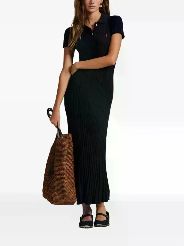 Polo Ralph Lauren Cable-Knit Polo Dress - Blue | Editorialist