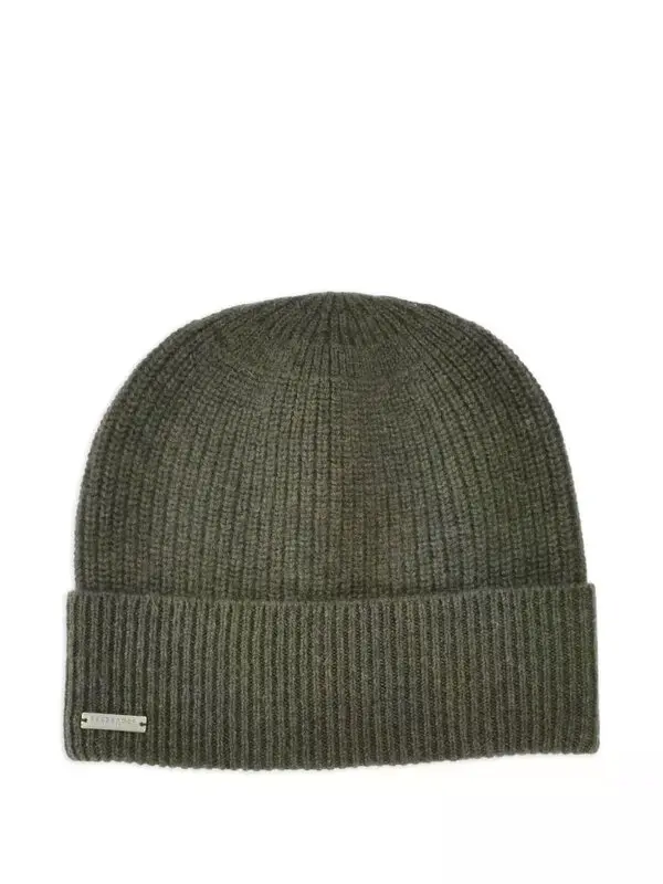 SEEBERGER Logo-plaque Ribbed Beanie - Green