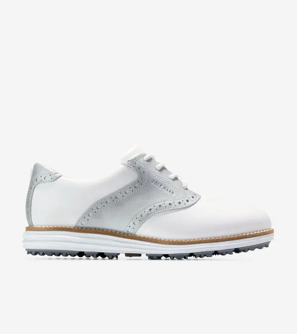 Cole Haan Riginalgrand Saddle Golf Shoes - Optic White-metallic Silver