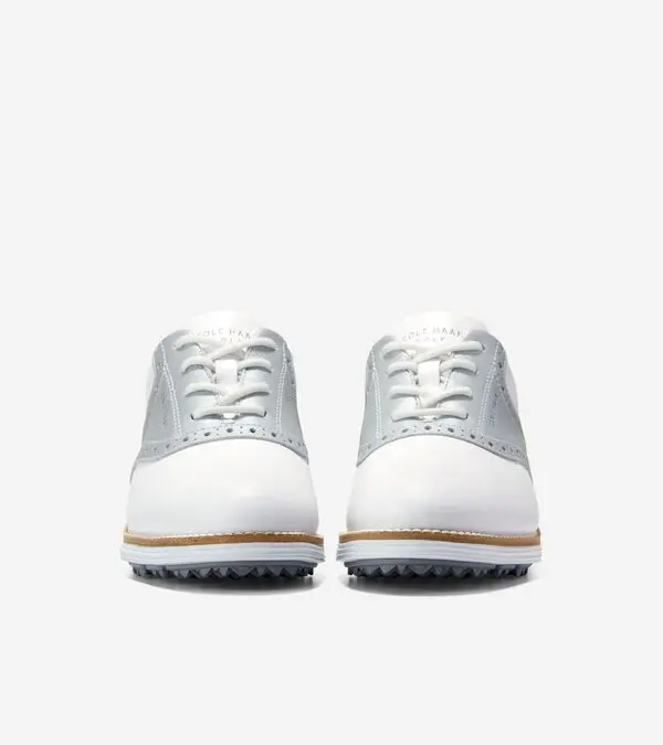 Cole Haan Riginalgrand Saddle Golf Shoes - Optic White-metallic Silver