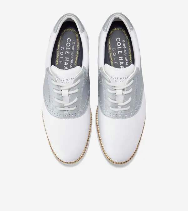 Cole Haan Riginalgrand Saddle Golf Shoes - Optic White-metallic Silver