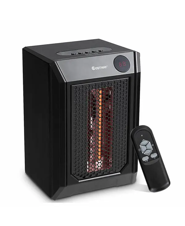 COSTWAY 1500w Portable Electric Space Heater With 2h Timer Led Remote Control Room Office