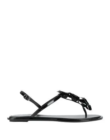 Rene Caovilla Leather Thong Sandal - Black