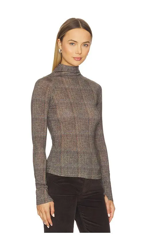 Rag & Bone Shaw Paneled Turtleneck Tee - Brown Multi