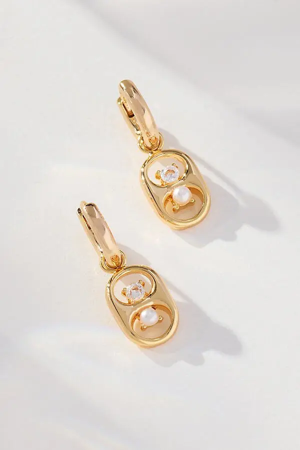 Maeve Bottlecap Hoop Earrings - Pearl