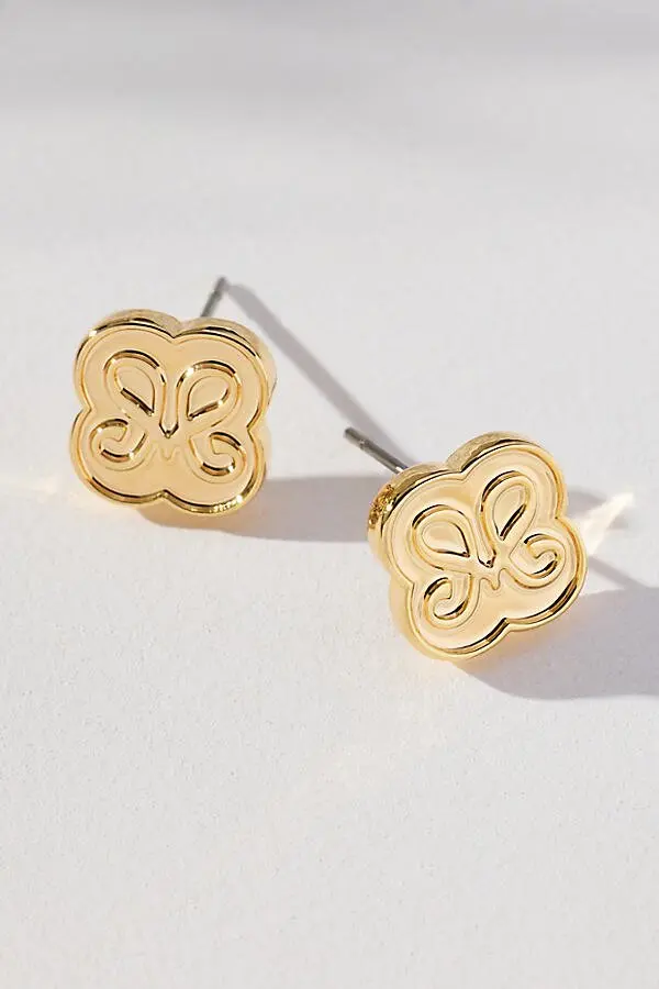 Maeve Logo Stud Earrings - Gold