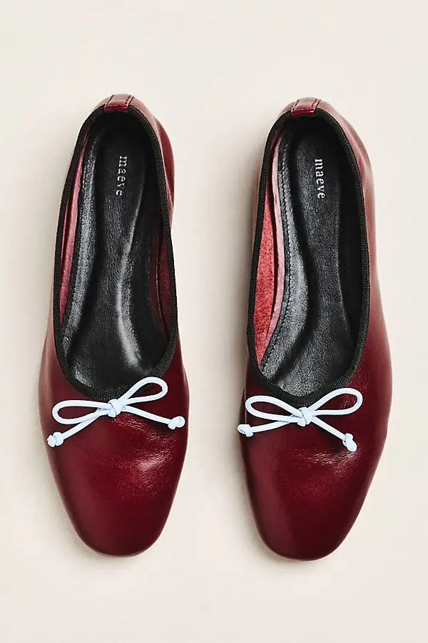 Maeve Bowed Ballet Flats - Wine