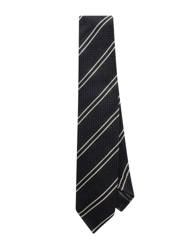 DRAKE'S 8cm Striped Textured-silk Neck Tie - Blue