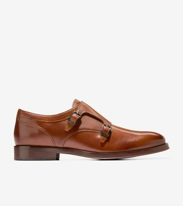 Cole Haan Carnegie Monk Strap Shoes - British Tan-java