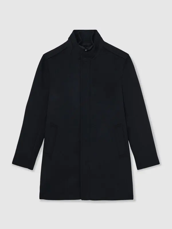 REISS Wool-blend Coat With Detachable Gilet Insert - Navy