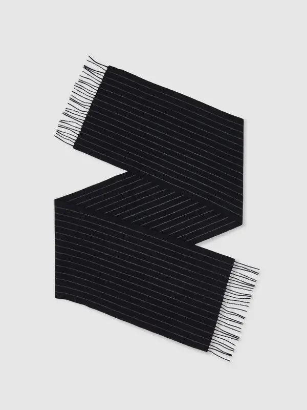 REISS Baddow Wool-cashmere Pinstripe Scarf - Navy