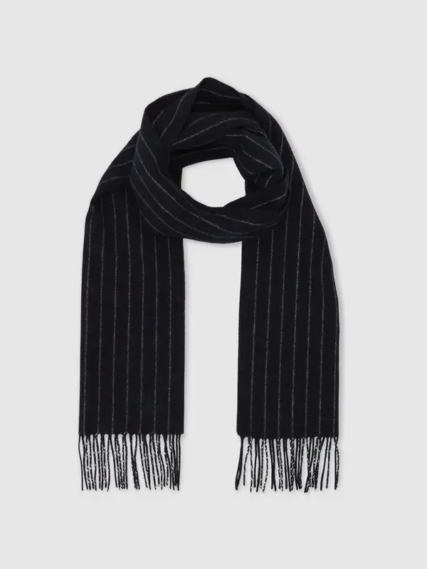 REISS Baddow Wool-cashmere Pinstripe Scarf