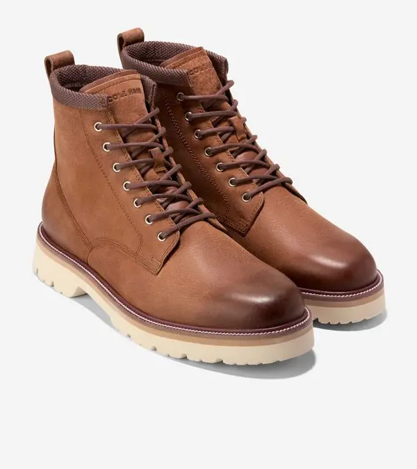 Cole Haan American Classics Plain Toe Waterproof Boots - British Tan-alabaster Gleam