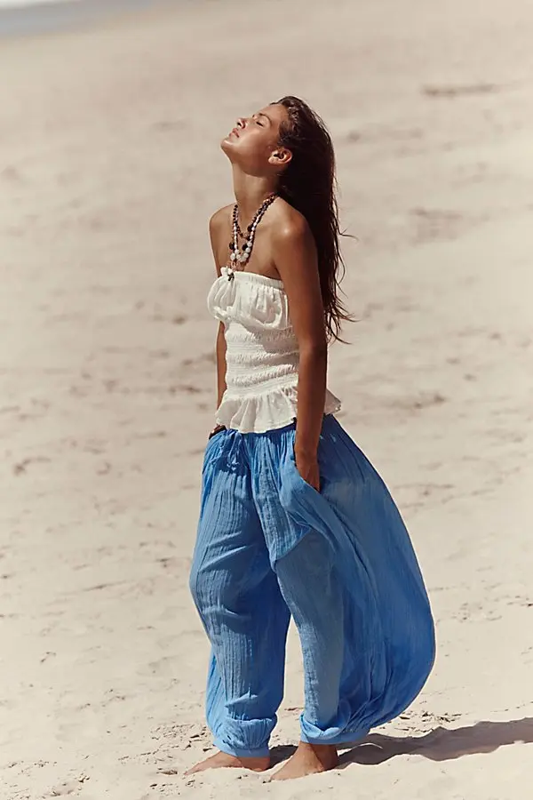 Free People Playa Party Balloon Pants - Blue Blaze