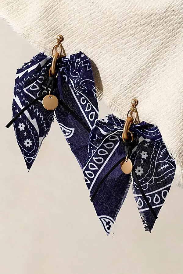 ARIANA OST Mae Scarf Dangle Earrings - Navy/gold