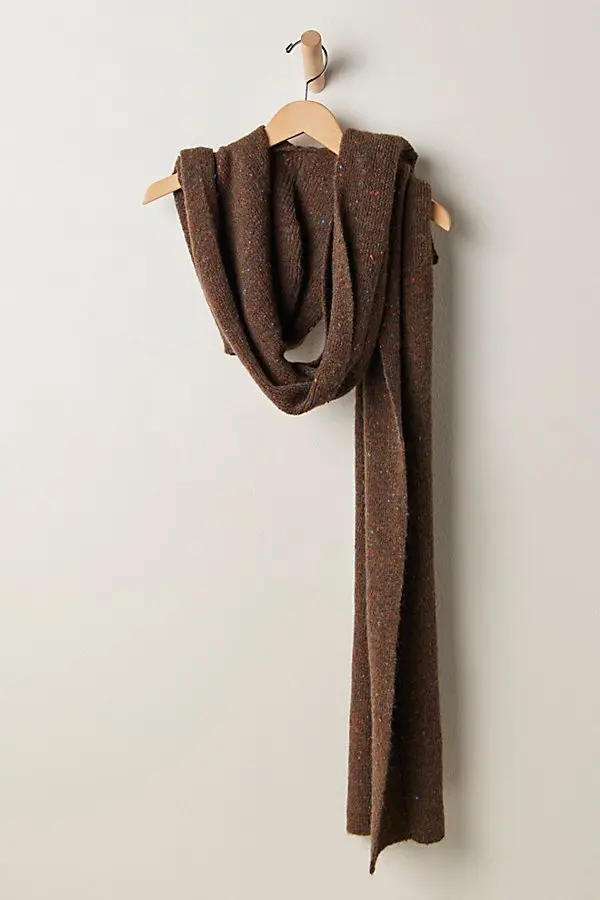 Free People Wrap Me Up Hooded Scarf - Chocolate