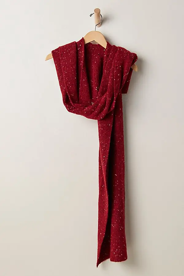 Free People Wrap Me Up Hooded Scarf - Red