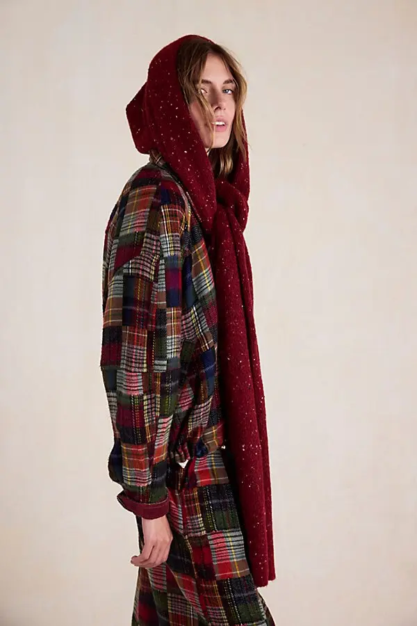 Free People Wrap Me Up Hooded Scarf - Red