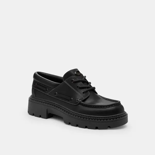 COACH Lug Sole Boat Shoe - Black
