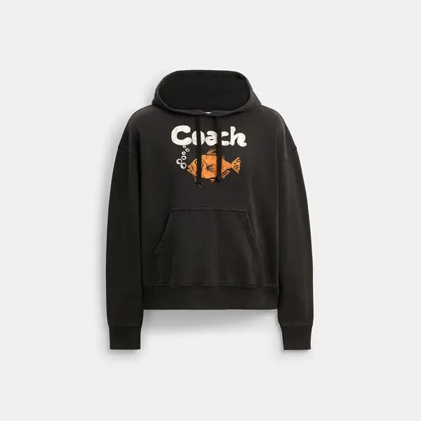 COACH Fish Graphic Hoodie - Black