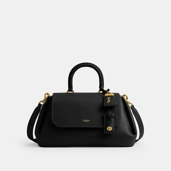 COACH Slouchy Rogue Top Handle Bag In Soft Grain Leather - Brass/black