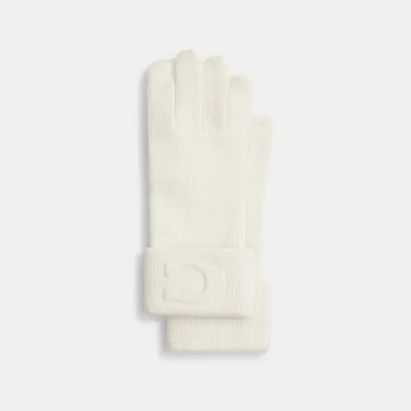 Coach Signature Embossed Knit Gloves - Chalk