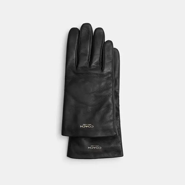 Coach Leather Tech Gloves - Black