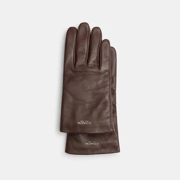 Coach Leather Tech Gloves - Maple