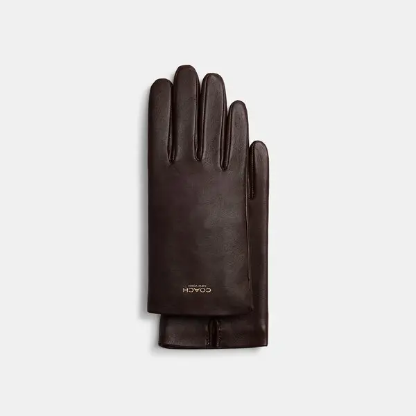 COACH Leather Tech Gloves - Maple