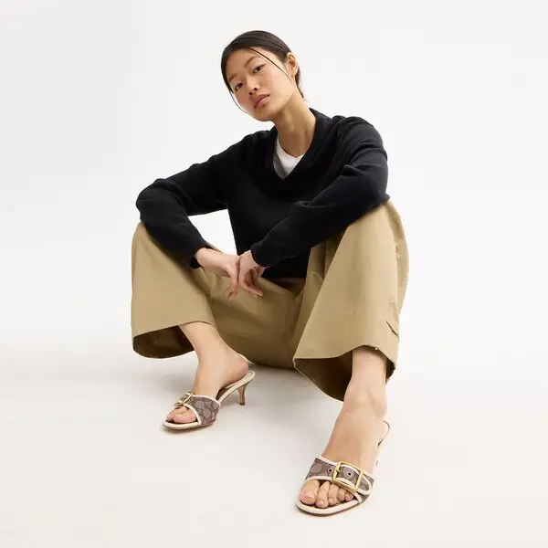 COACH Margot Sandal In Signature Jacquard With Kitten Heel