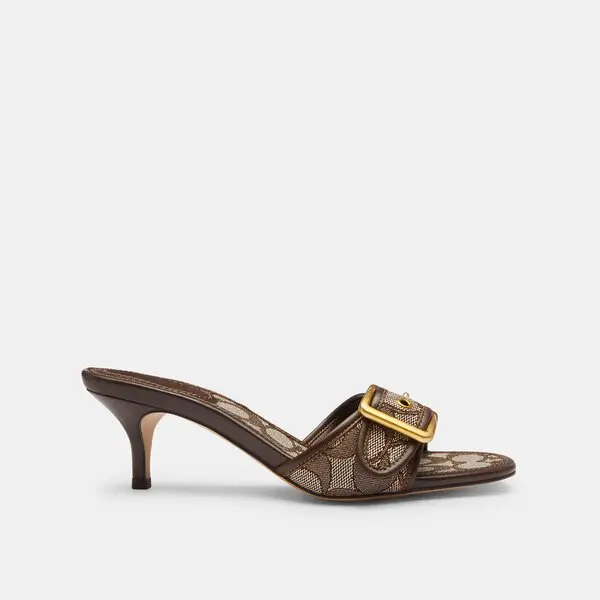 COACH Margot Sandal In Signature Jacquard - Oak/maple