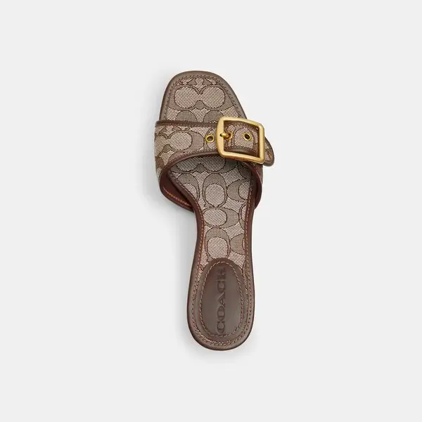 COACH Margot Sandal In Signature Jacquard - Oak/maple