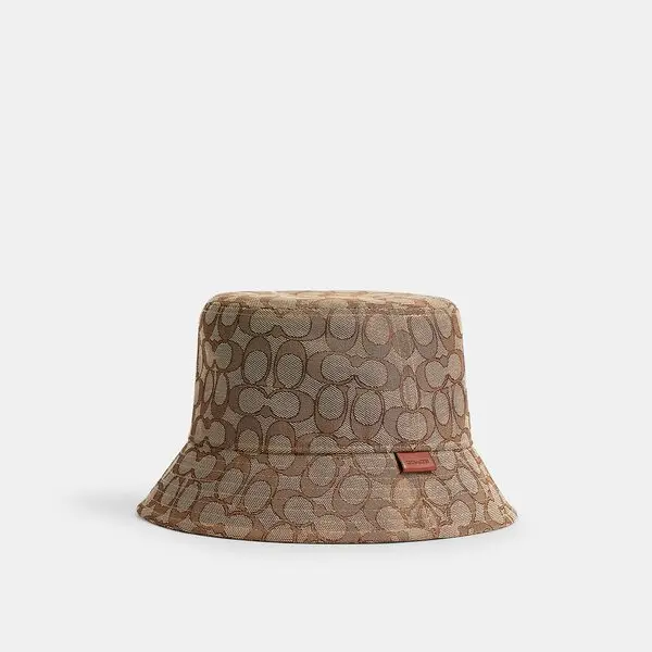 COACH Signature Jacquard Bucket Hat - Tan