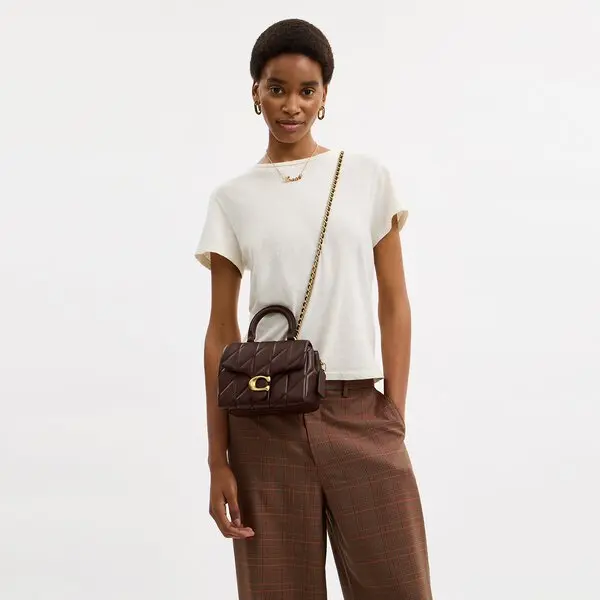 COACH Tabby Top Handle Bag With Quilting - Brass/maple