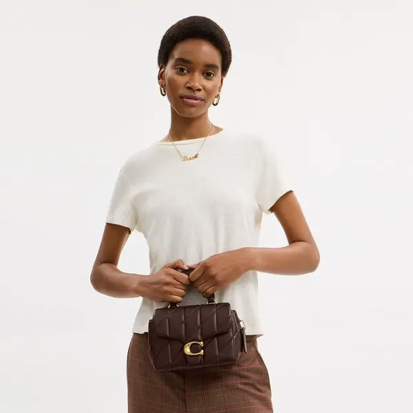 COACH Tabby Top Handle Bag With Quilting - Brass/maple