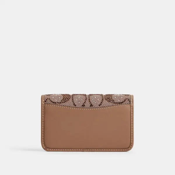 COACH Essential Slim Card Case In Crystal Signature Jacquard - Brass/mushroom
