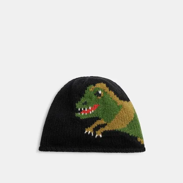 COACH Rexy Print Knit Beanie - Black