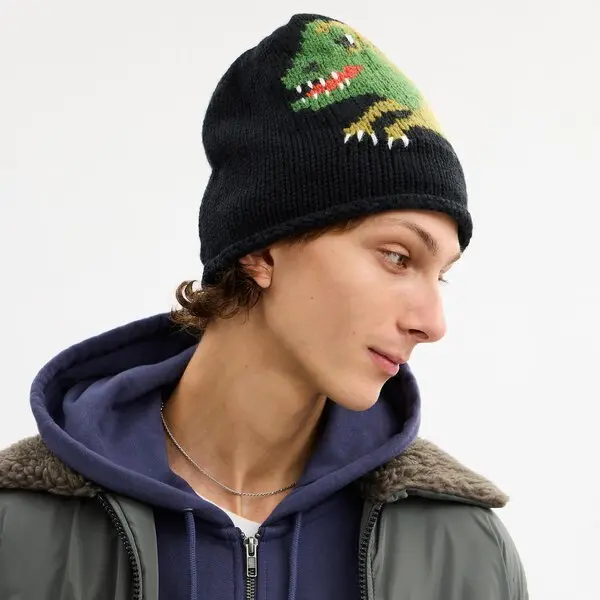 COACH Rexy Print Knit Beanie