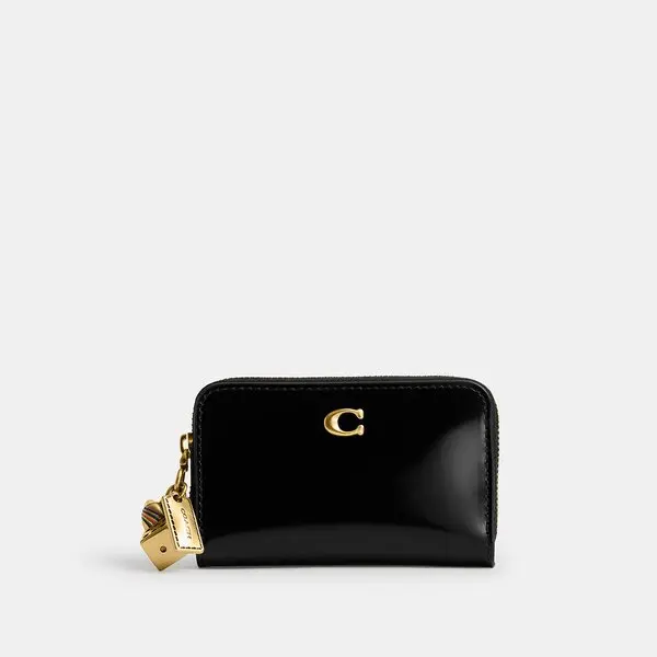 COACH® Essential Small Zip Around Wallet With Charms - Brass/black