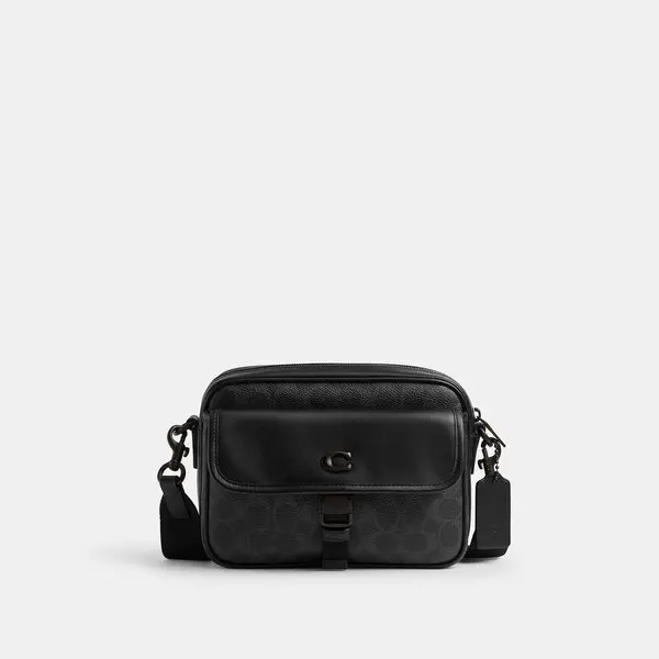 COACH Knox Camera Bag In Signature Canvas - Black Signature