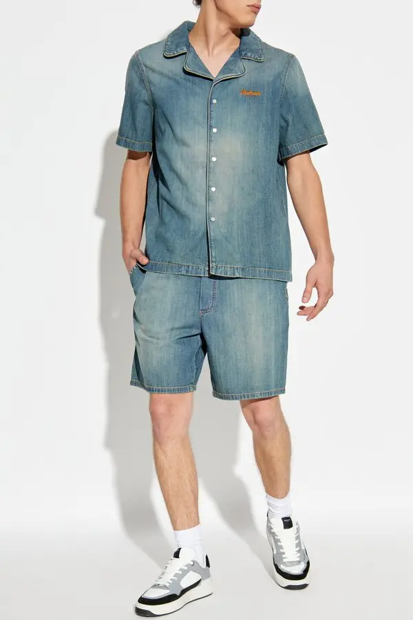 Balmain Denim Shirt With Short Sleeves