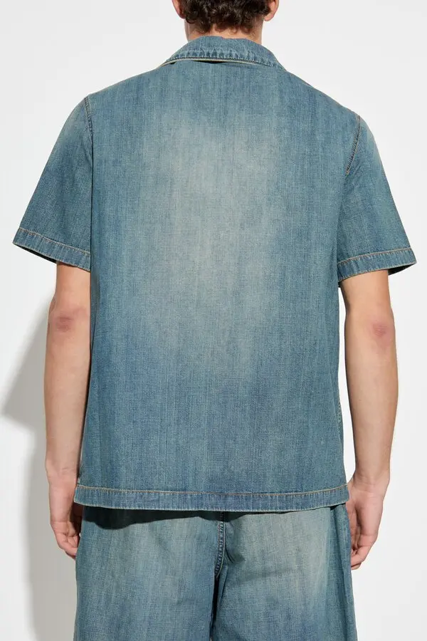 Balmain Denim Shirt With Short Sleeves