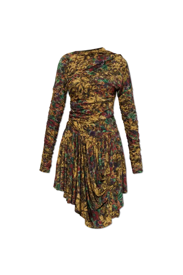 GANNI Floral Draped Dress - Multicolour