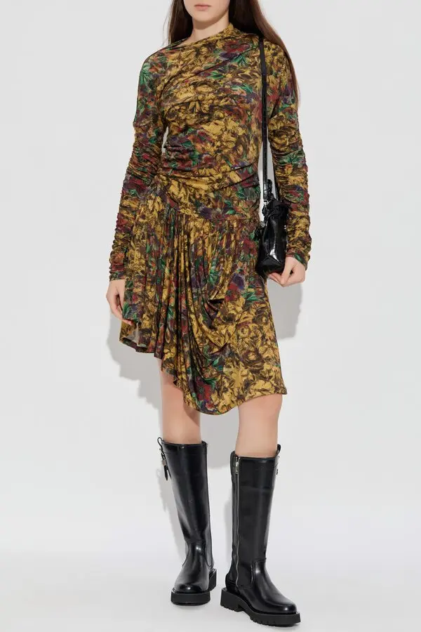 GANNI Floral Draped Dress - Multicolour