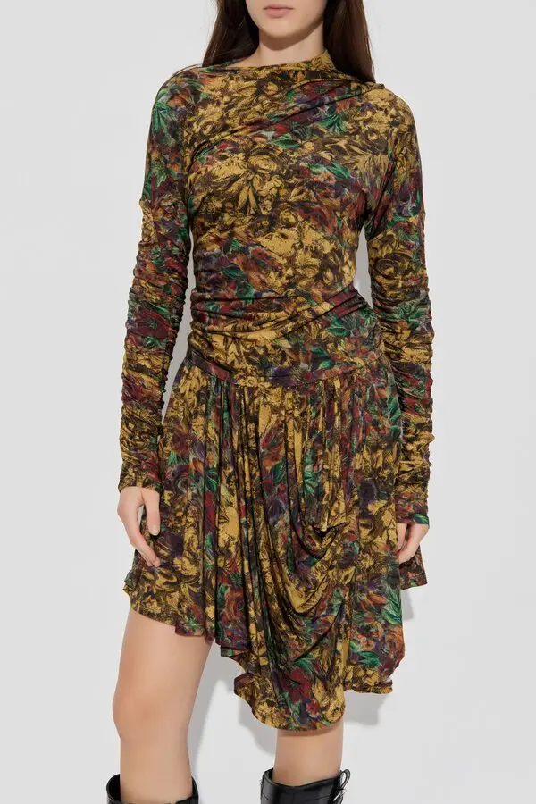 GANNI Floral Draped Dress - Multicolour