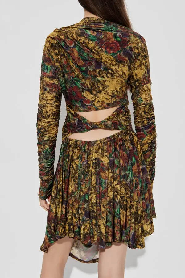 GANNI Floral Draped Dress - Multicolour