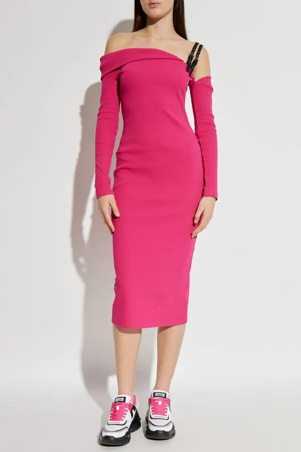 Versace Off-the-shoulder Midi Dress - Pink