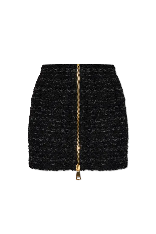 Balmain Tweed Mini Skirt - Black