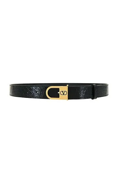 Valentino Garavani Embossed Leather Belt - Nero