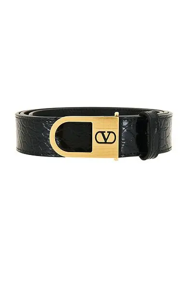 Valentino Garavani Embossed Leather Belt - Nero